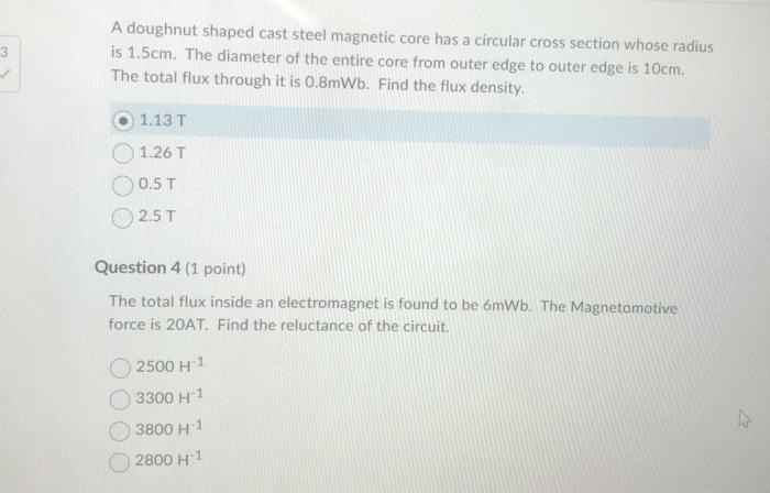 Solved A doughnut shaped cast steel magnetic core has a | Chegg.com