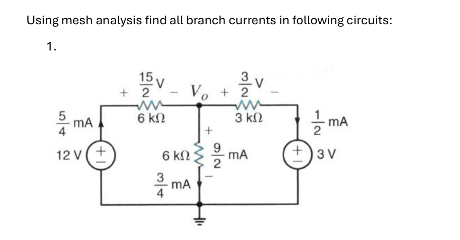 Solved Using mesh analysis find all branch currents in | Chegg.com