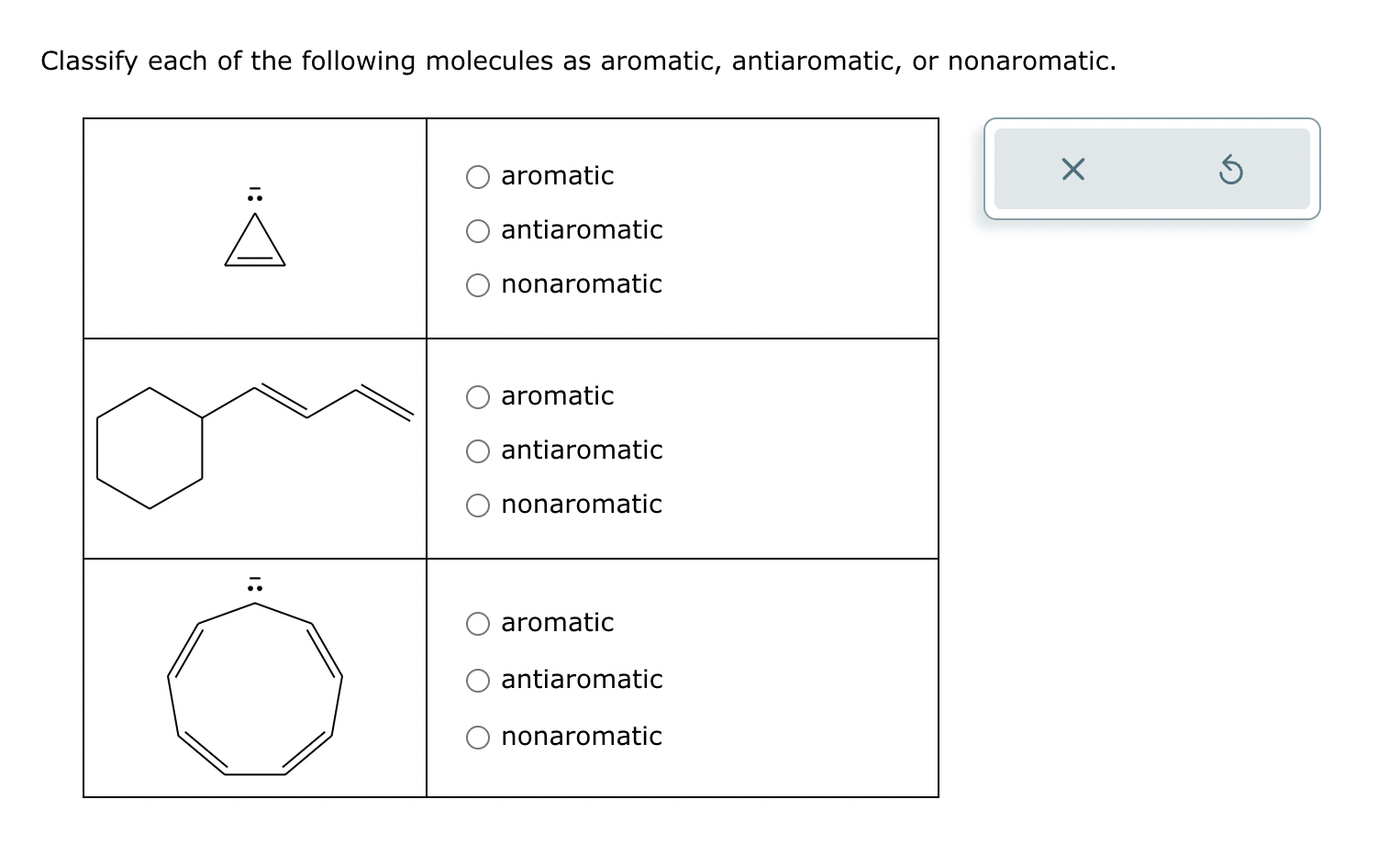Solved Classify each of the following molecules as aromatic, | Chegg.com