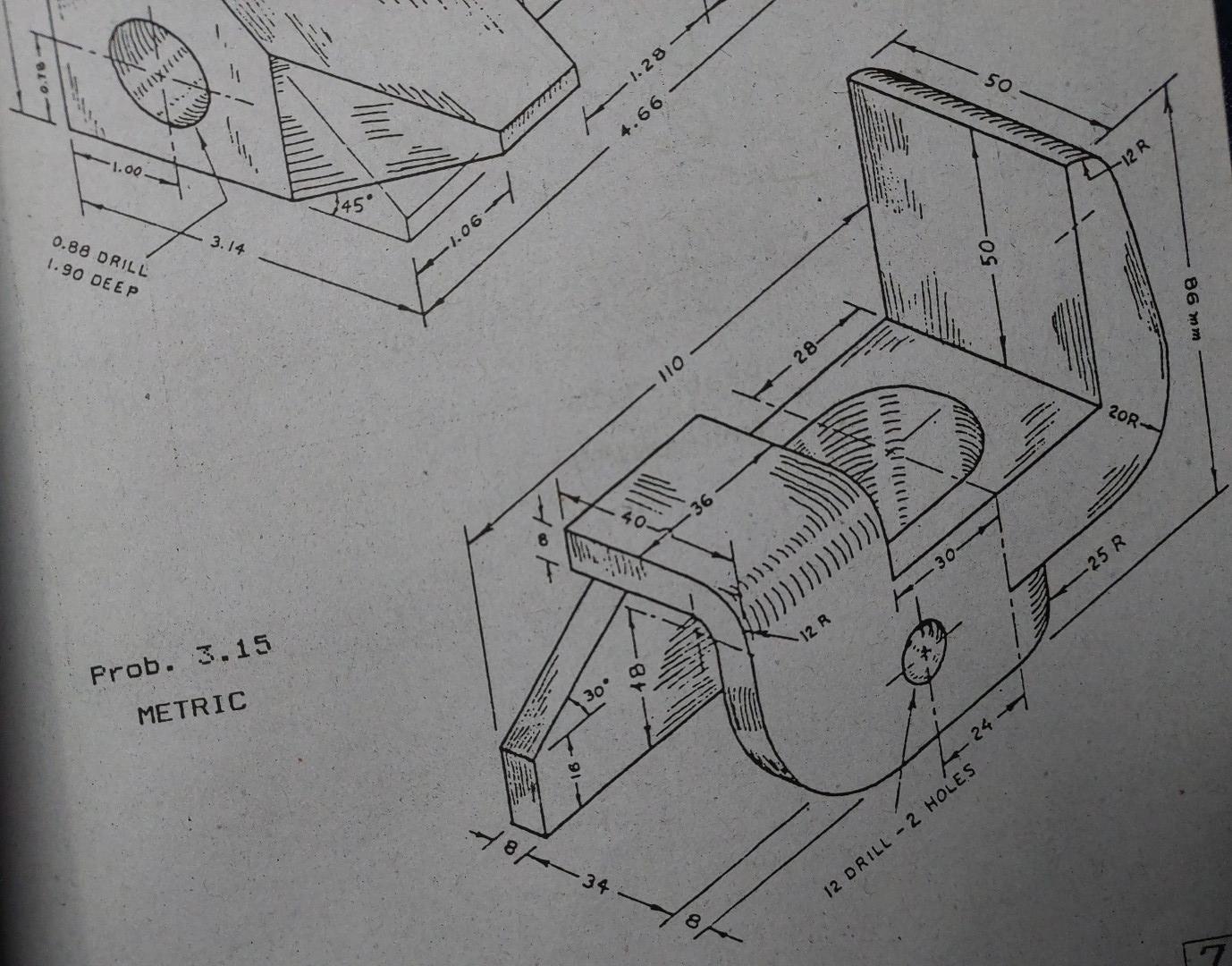 Solved for the following figure draw three orthographic | Chegg.com