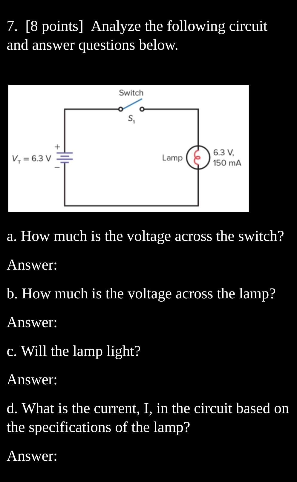 Solved 7. [8 points] Analyze the following circuit and | Chegg.com