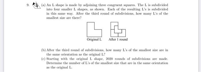 Solved (a) An L shape is made by adjoining three congruent | Chegg.com