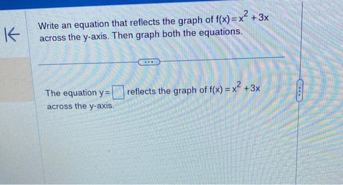 Solved Write an equation that reflects the graph of | Chegg.com