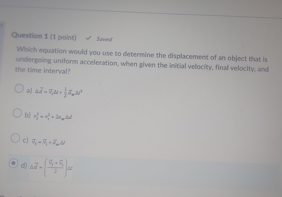 Solved Question 1 (1 ﻿point) ﻿SavedWhich equation would you | Chegg.com