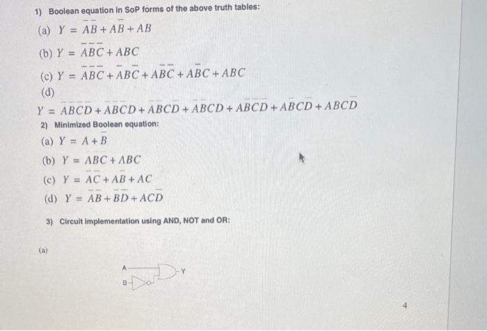 Solved 7. 1) Write a Boolean equation in sum-of-products | Chegg.com