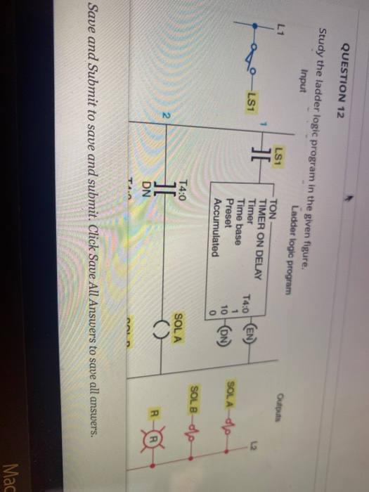 Solved QUESTION 12 Study the ladder logic program in the | Chegg.com