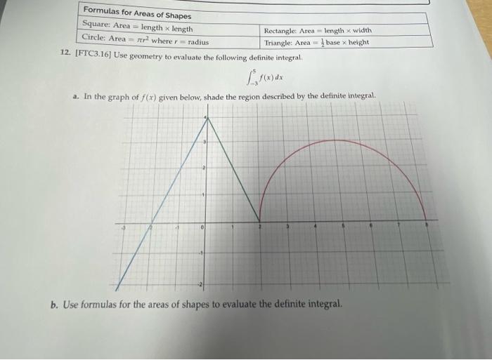 12. [FIC3.16] Use geometry to evaluate the following | Chegg.com
