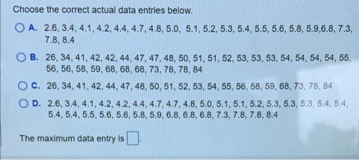 Solved Use the stem-and-leaf plot to list the actual data | Chegg.com