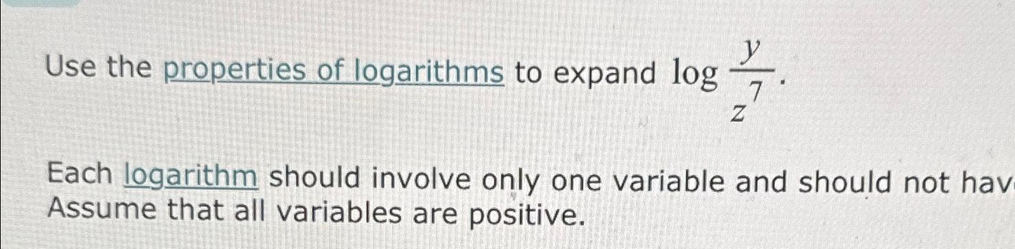 Solved Use the properties of logarithms to expand | Chegg.com