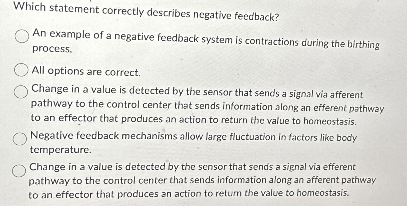 Solved Which statement correctly describes negative | Chegg.com