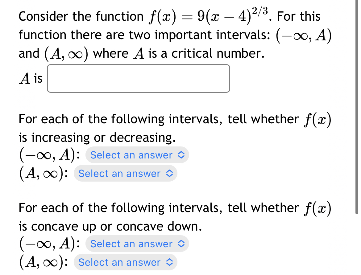 Solved Consider the function f(x)=9(x-4)23. ﻿For this | Chegg.com