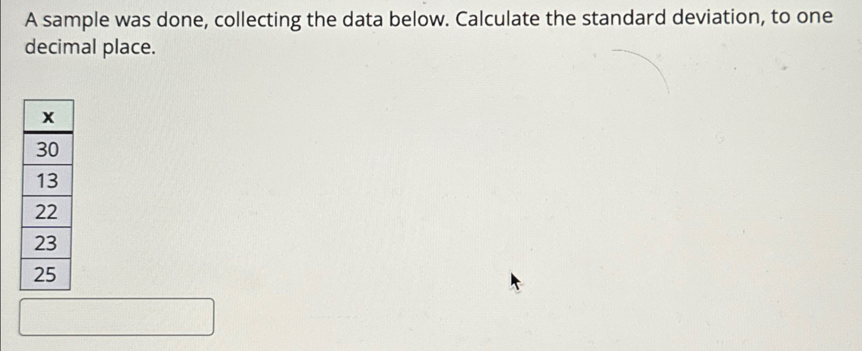 Solved A sample was done, collecting the data below. | Chegg.com