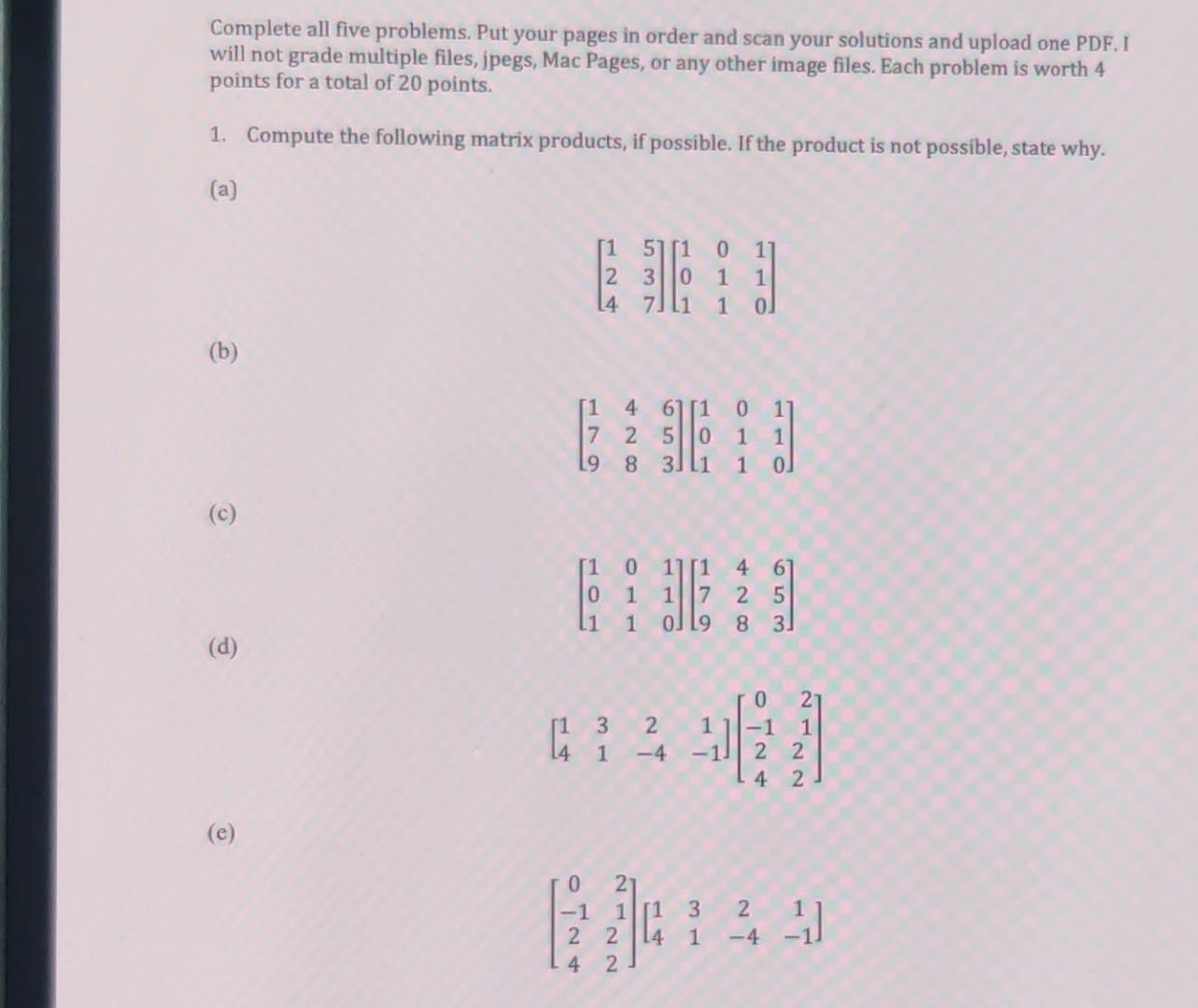 Solved Complete all five problems. Put your pages in order | Chegg.com