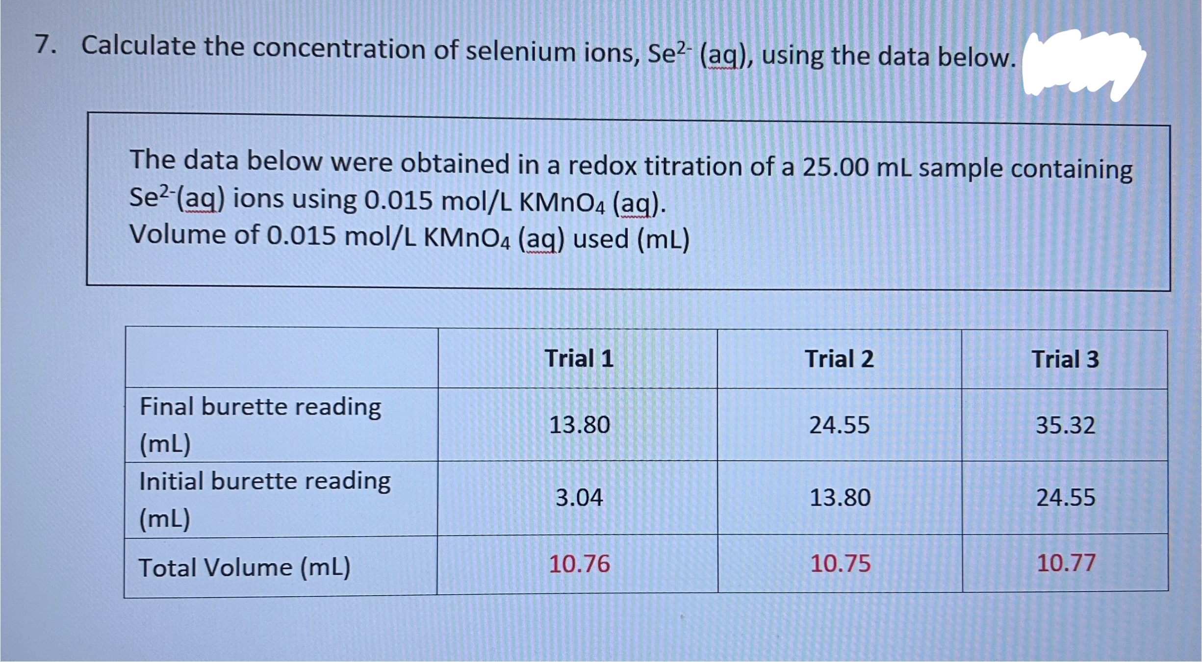 Solved Calculate the concentration of selenium ions, | Chegg.com