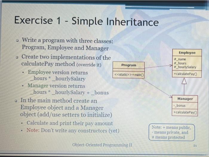 Solved Exercise 1 - Simple Inheritance a Write a program | Chegg.com