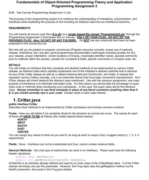 Solved 2. AbstractCritter.java public abstract class | Chegg.com