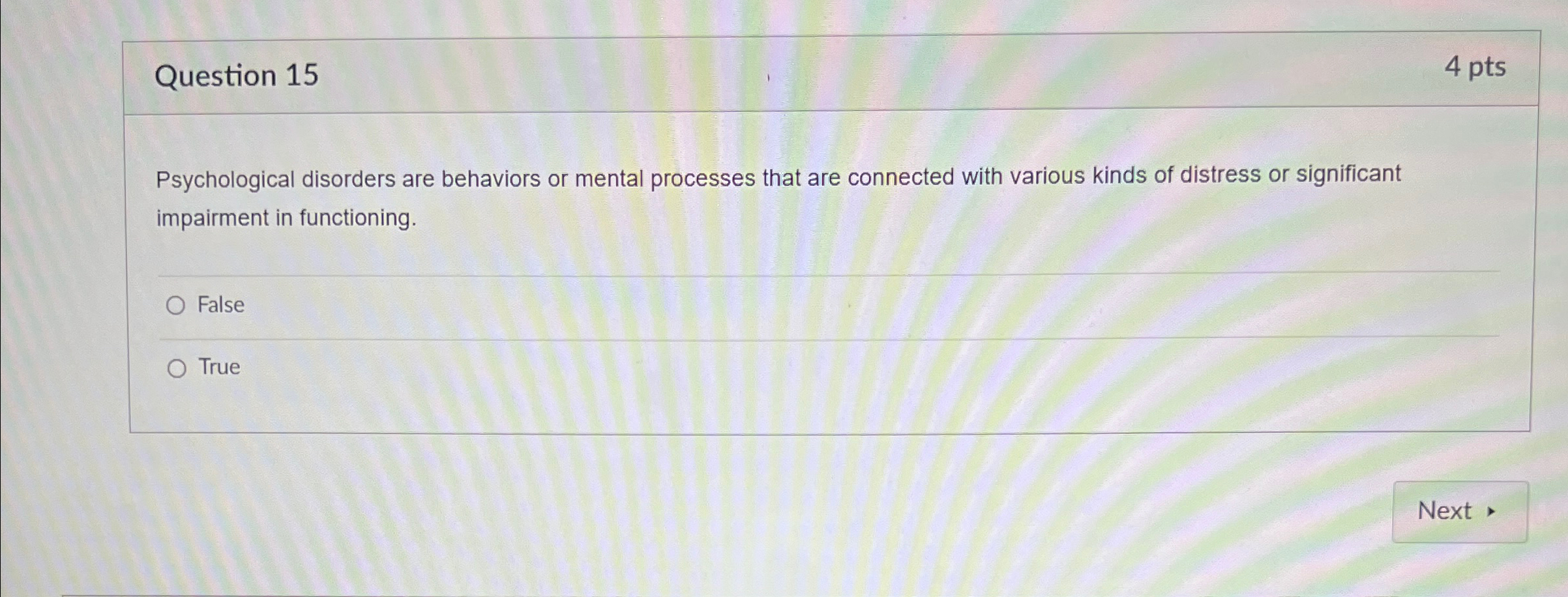 Solved Question 154 ﻿ptsPsychological disorders are | Chegg.com