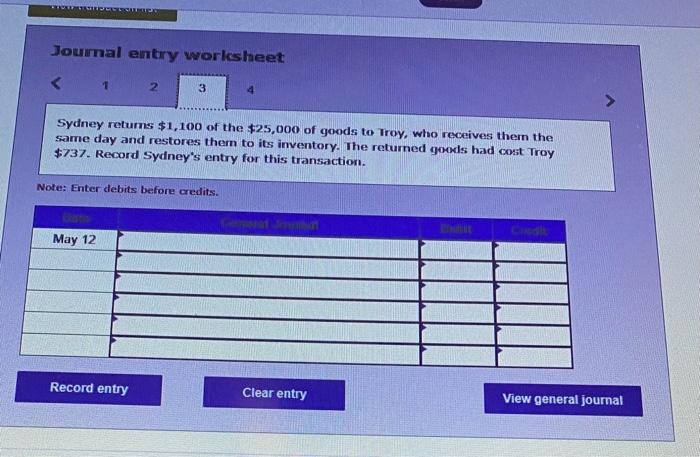 Solved Journal entiry worlosheet Sydney accepts delivery of | Chegg.com