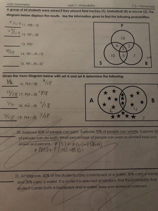 Solved GSE Geometry Unit 7 -- Probability 7.3 - Homework A | Chegg.com