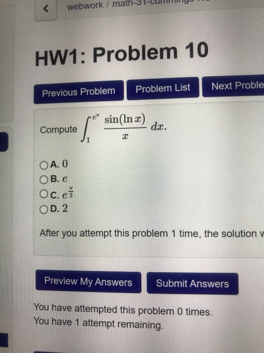 Solved webwork / math-31-CUTTU HW1: Problem 10 Previous | Chegg.com