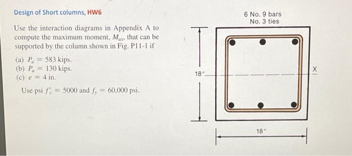 Solved 6 No. 9 bars No. 3 ties Design of Short columns, HW6 | Chegg.com