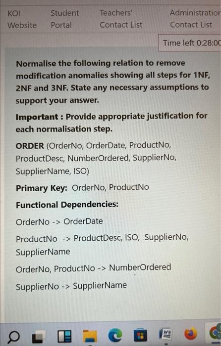 Solved Normalise the following relation to remove | Chegg.com