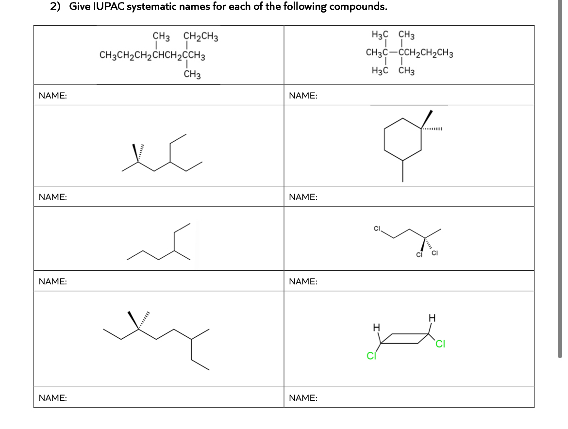 Solved Give IUPAC systematic names for each of the following | Chegg.com