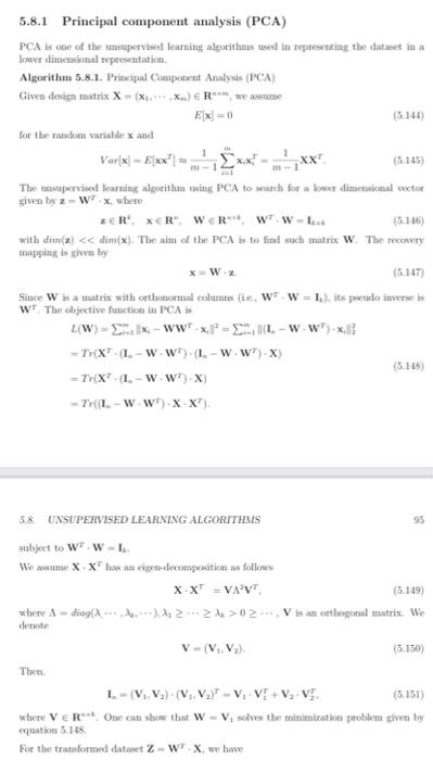 -1 5.8.1 Principal component analysis (PCA) PCA is | Chegg.com