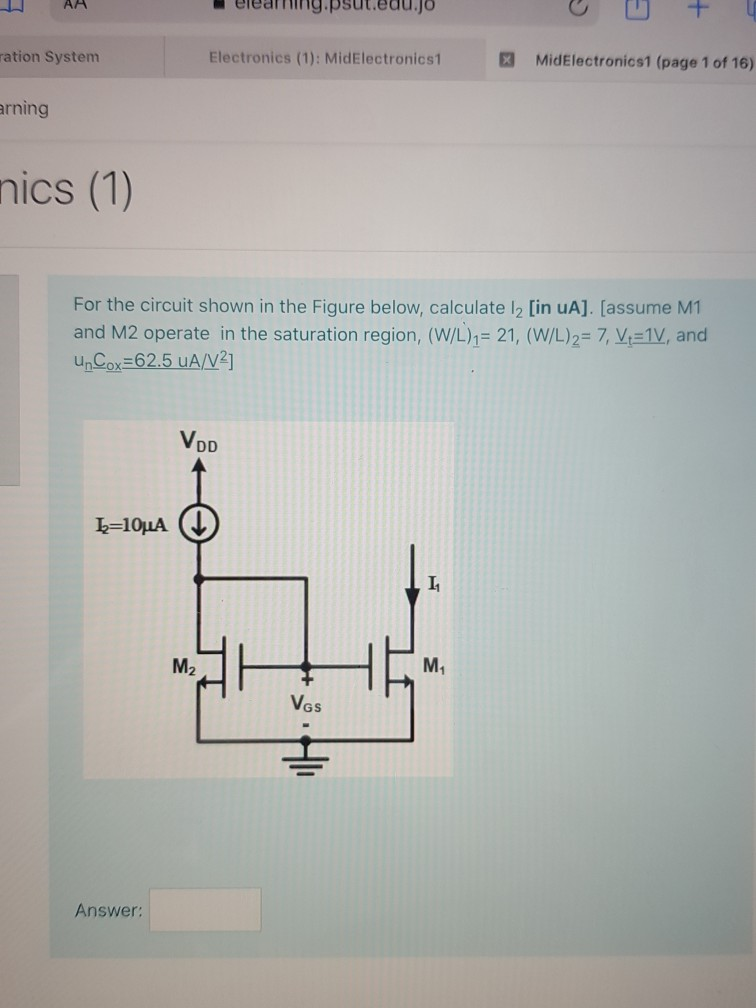 Solved AA elearning.psut.edu.jo + ration System Electronics | Chegg.com