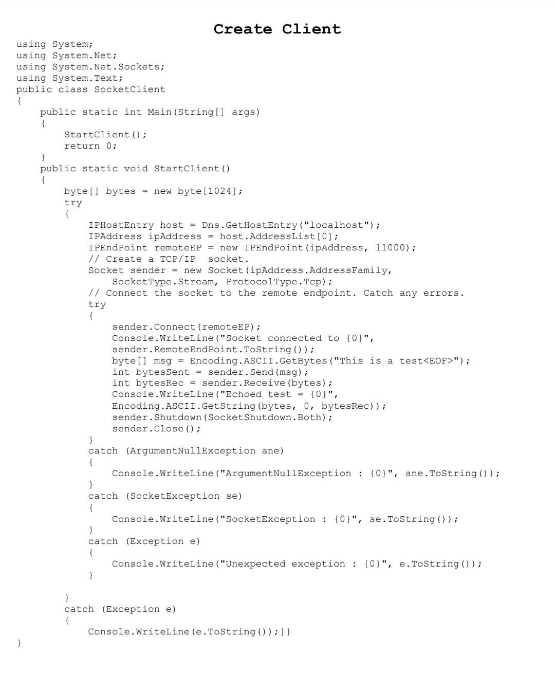 Solved Create Server Using System Using Systemnet Using