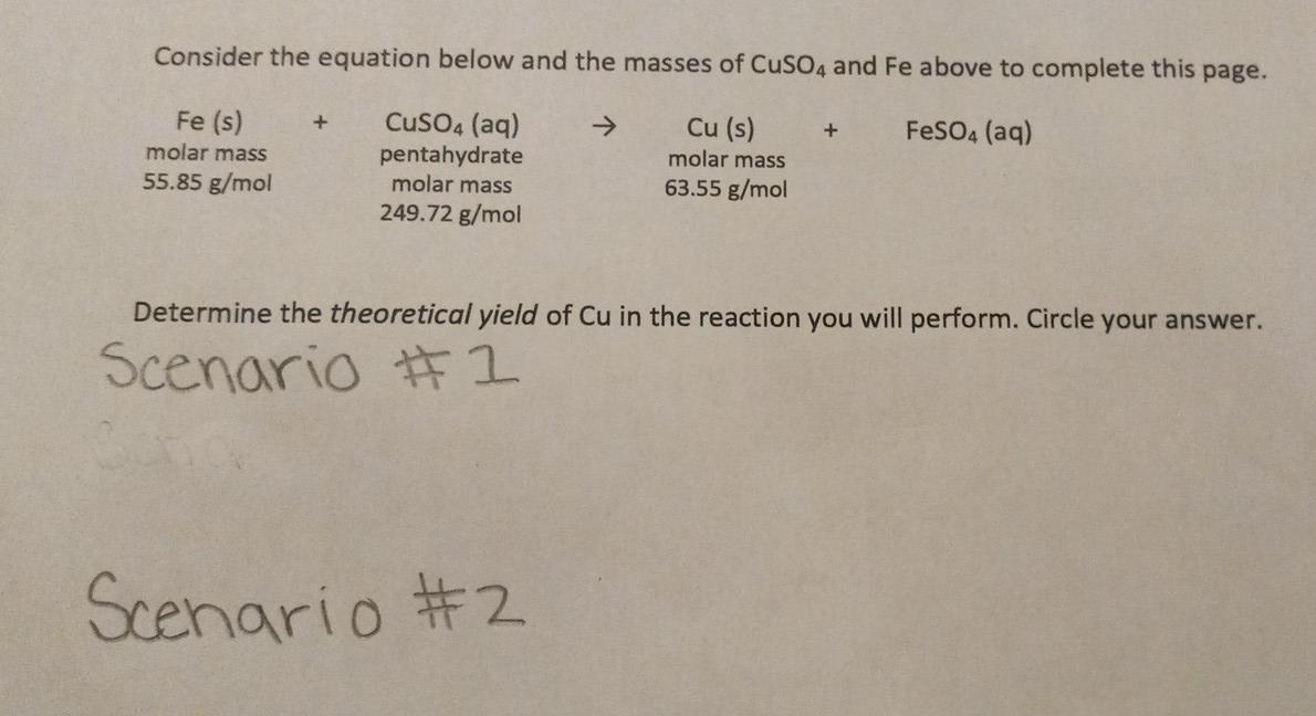 Solved Consider the equation below and the masses of CuSO4 | Chegg.com