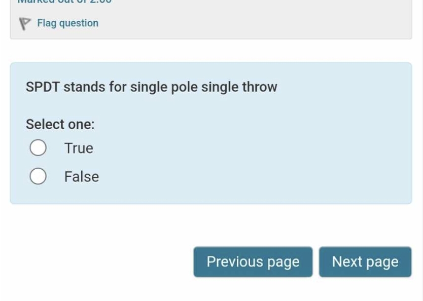Solved Flag questionSPDT stands for single pole single | Chegg.com