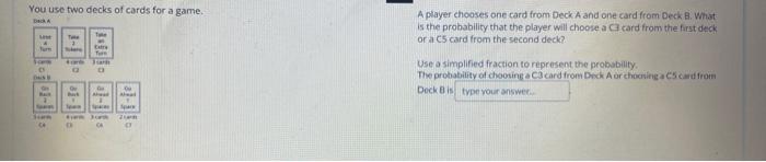 Solved You use two decks of cards for a game. A player | Chegg.com