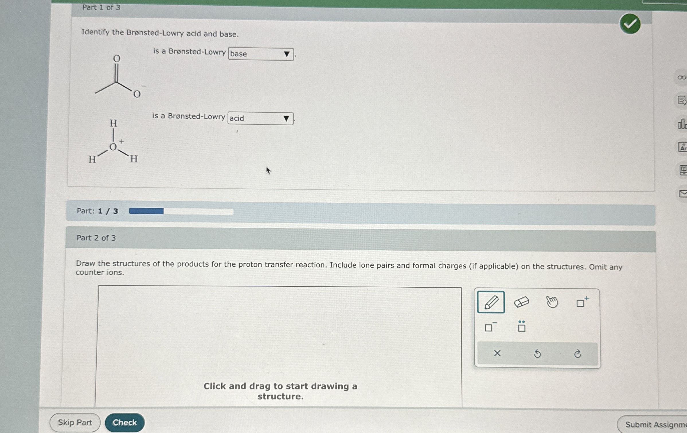 Solved Part 1 ﻿of 3Identify the Bronsted-Lowry acid and | Chegg.com