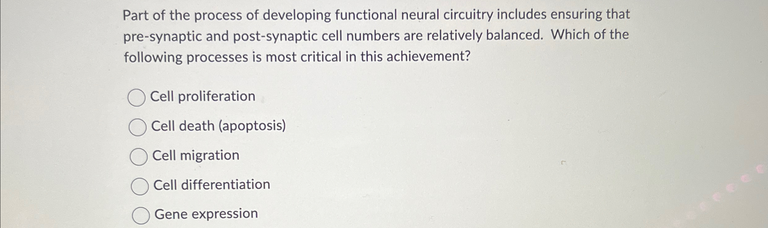 Solved Part of the process of developing functional neural | Chegg.com