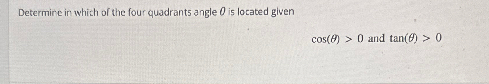 Solved Determine in which of the four quadrants angle θ ﻿is | Chegg.com