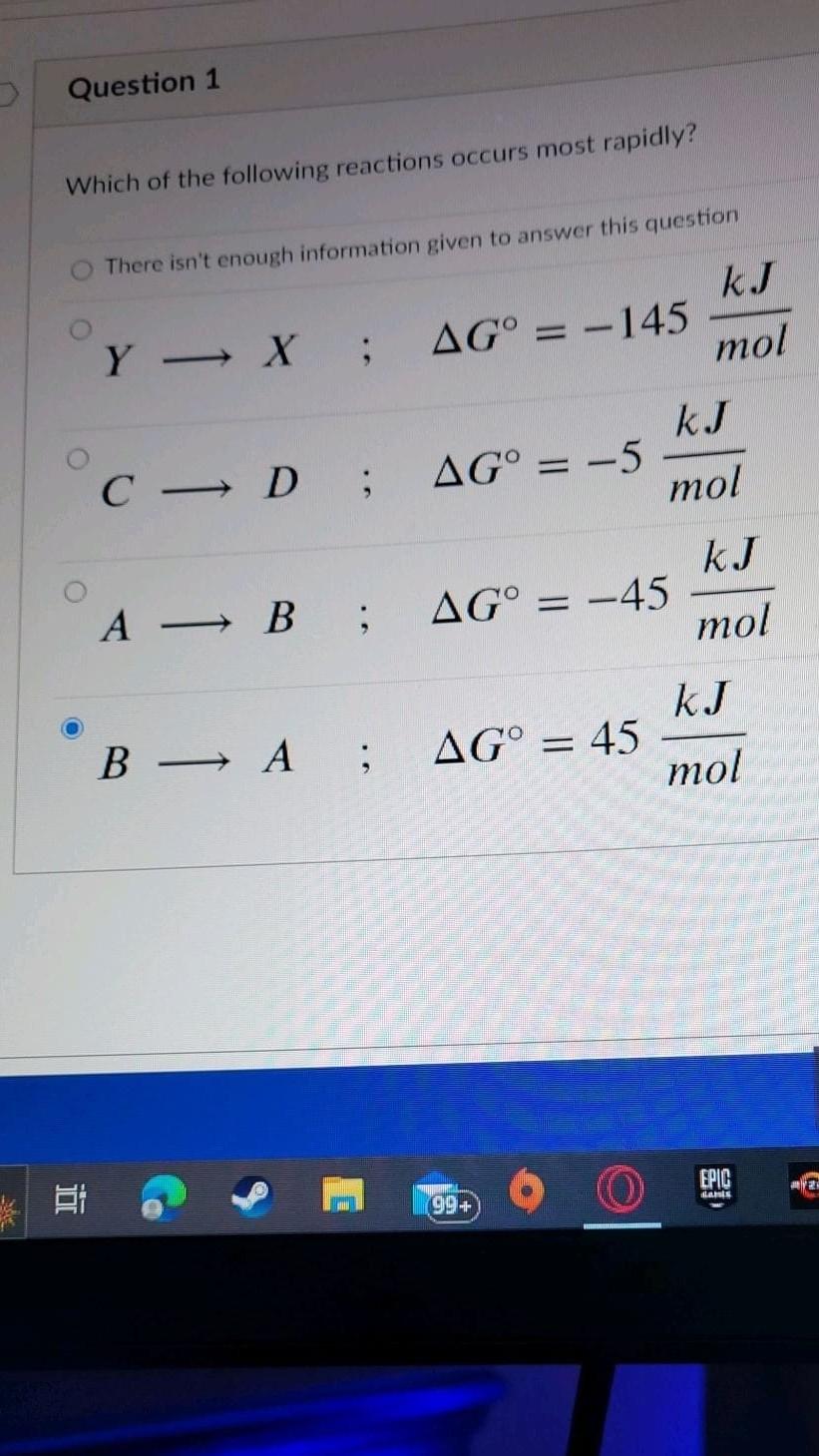 Solved Which of the following reactions occurs most rapidly? | Chegg.com