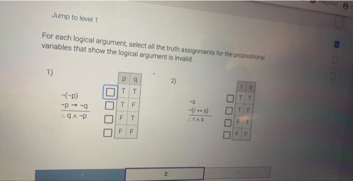 Solved For each logical argument, select all the truth | Chegg.com