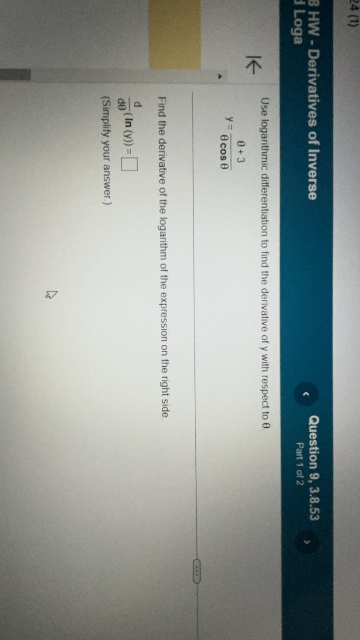 Solved Use logarithmic differentiation to find the | Chegg.com