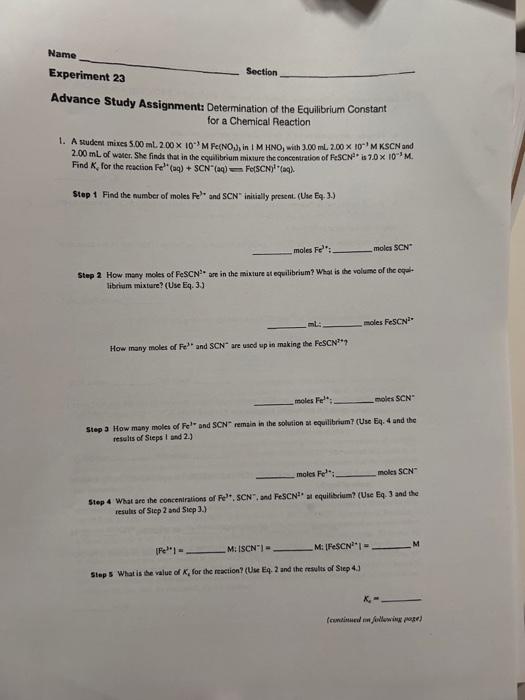 Advance Study Assignments Determination of the | Chegg.com
