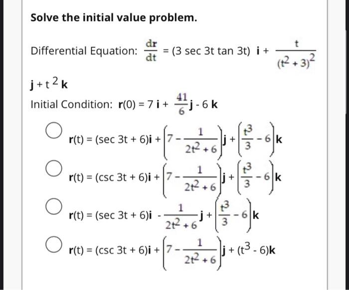 Solved Solve the initial value problem. Differential | Chegg.com