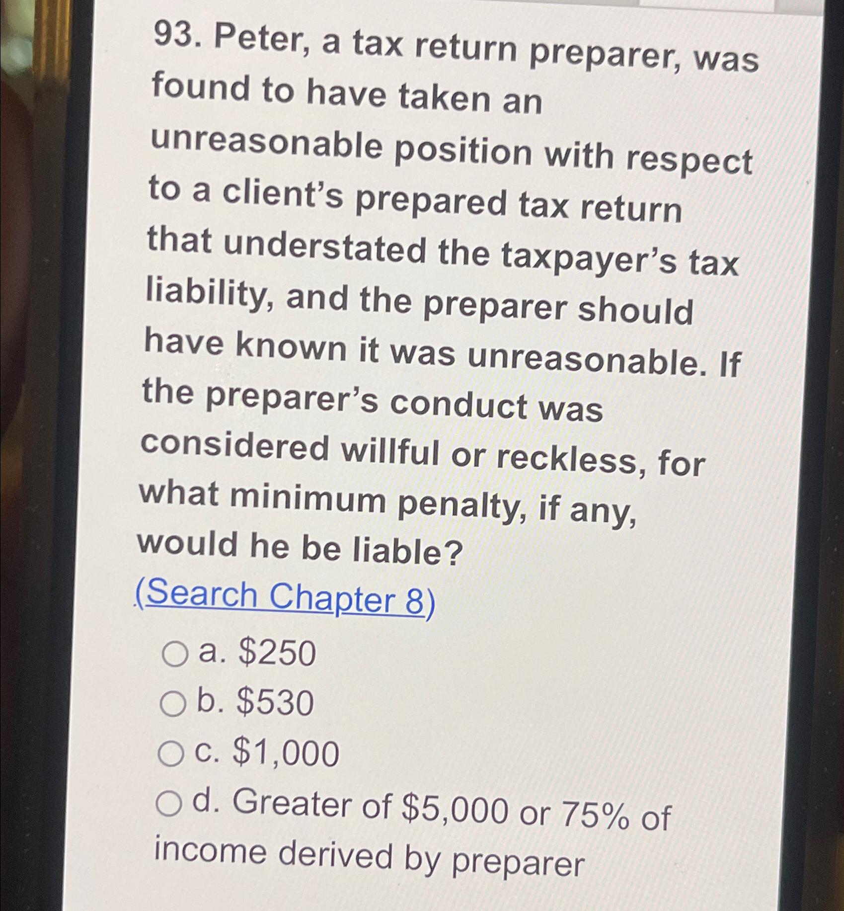 Peter, a tax return preparer, was found to have taken | Chegg.com