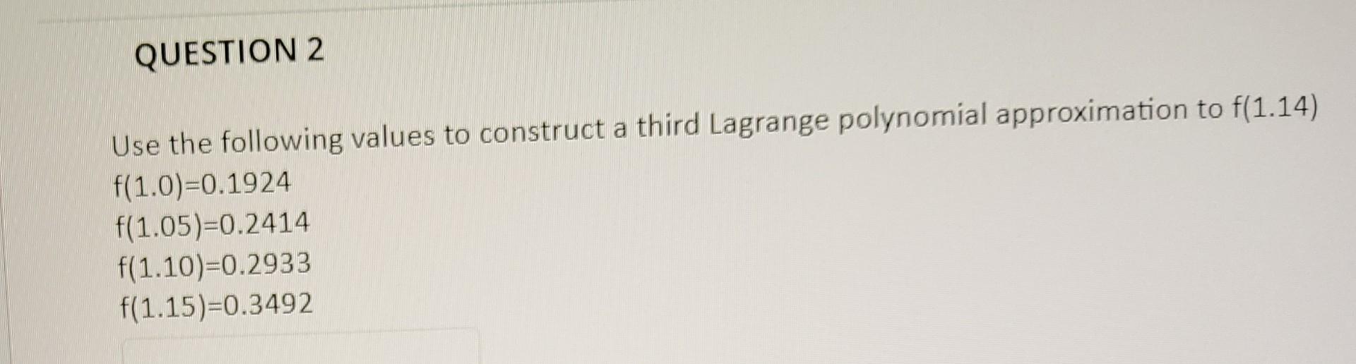 Solved Use the following values to construct a third | Chegg.com