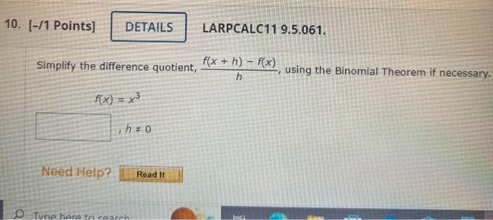 Solved Simplify the difference quotient, hf(x+h)−f(x), using | Chegg.com