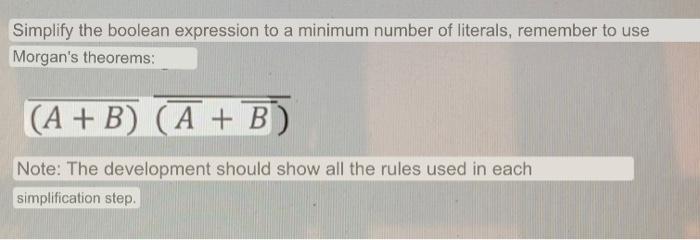 Solved Simplify the boolean expression to a minimum number | Chegg.com