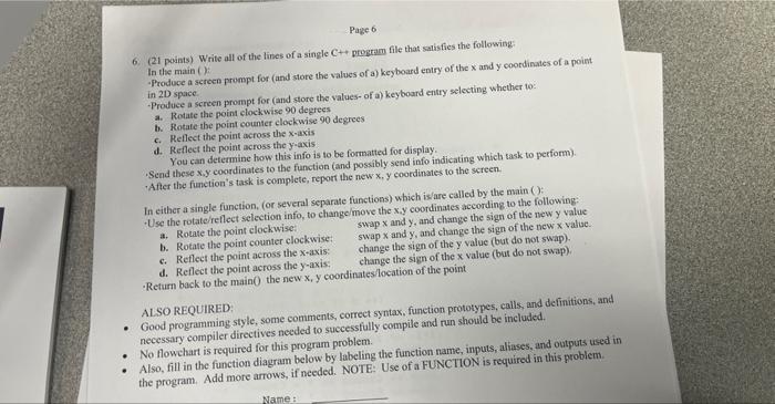 Solved 6. (21 points) Write all of the lines of a single C+p | Chegg.com