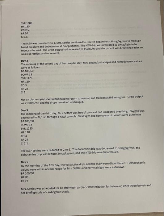 Solved Case Presentation Mrs. Settles, 50-year-old women, | Chegg.com