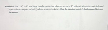 Solved Problem 2. ﻿Let T:R2→R2 ﻿be a linear transformation | Chegg.com
