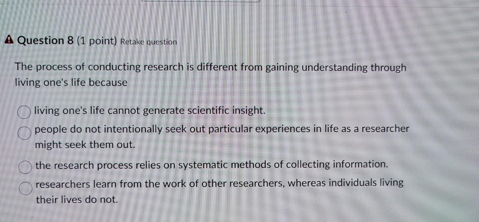 Question 8 (1 point) Retake question The process of | Chegg.com