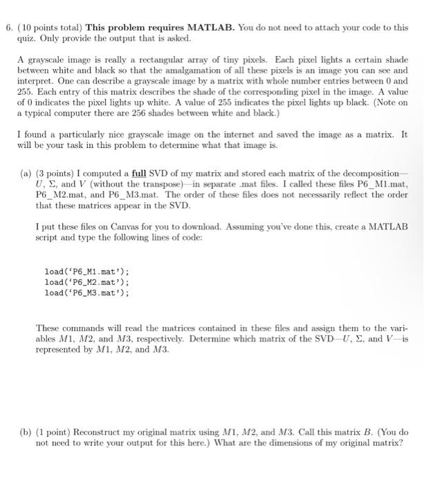 Solved ( 10 points total) This problem requires MATLAB. You | Chegg.com